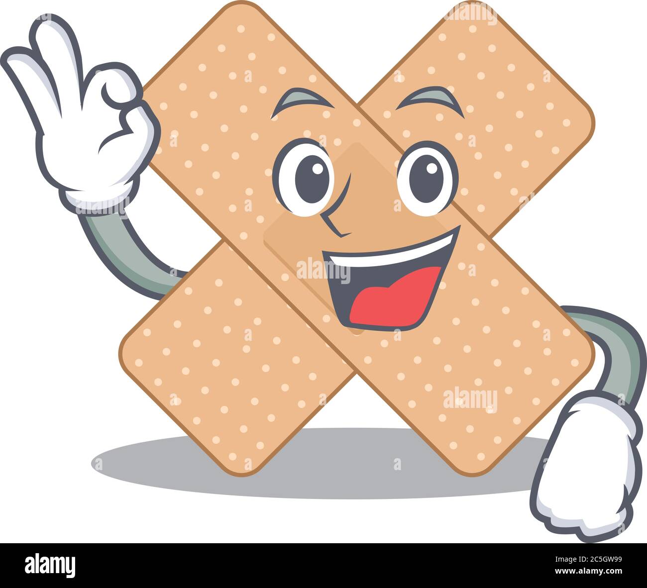 Cross bandage cartoon mascot design with Okay finger poses Stock Vector ...