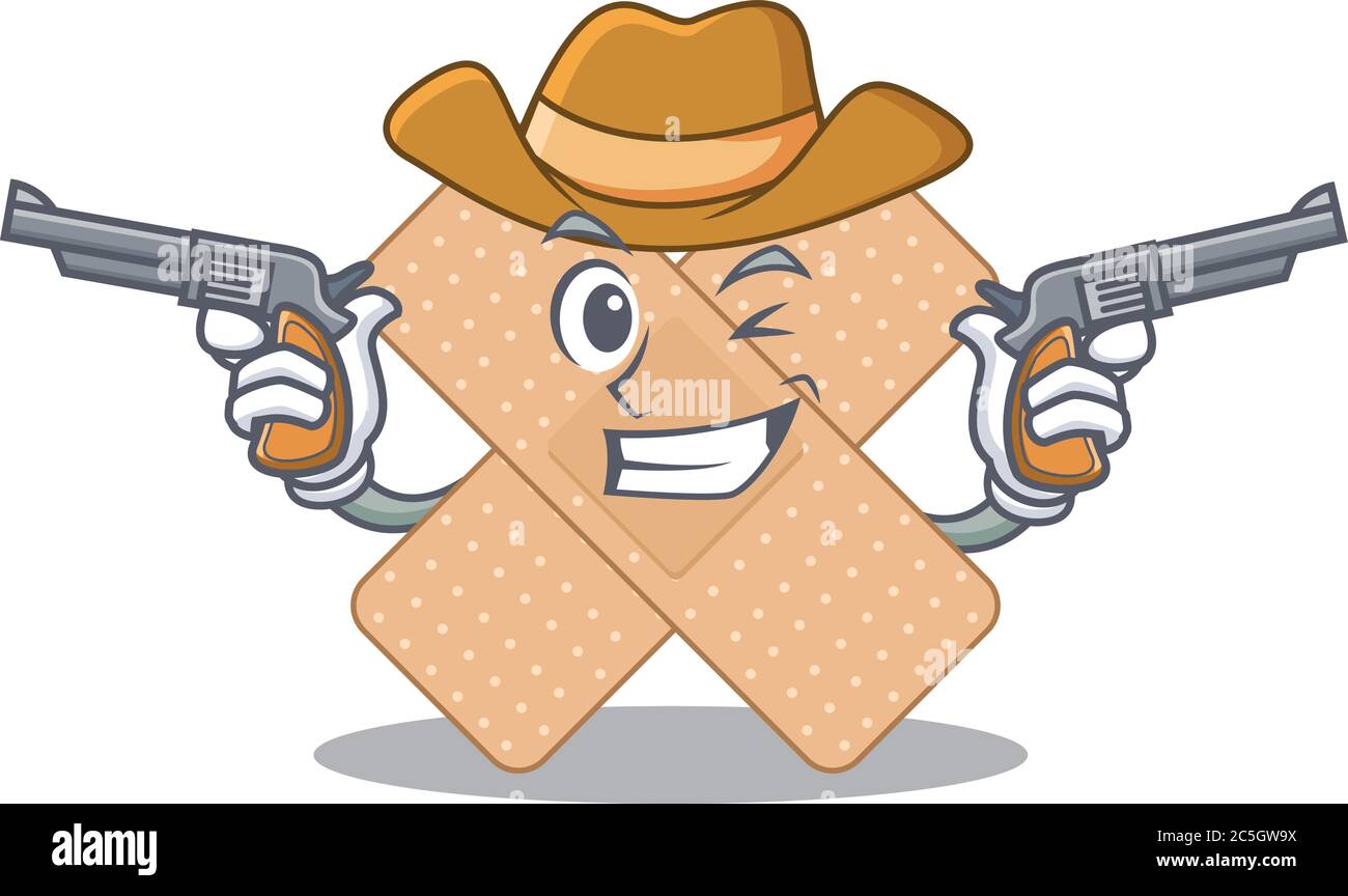 A wise cowboy of cross bandage Cartoon design with guns Stock Vector ...