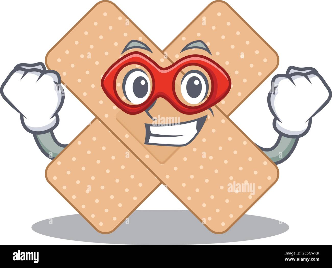 A cartoon mascot of cross bandage in a fantastic Super hero character ...