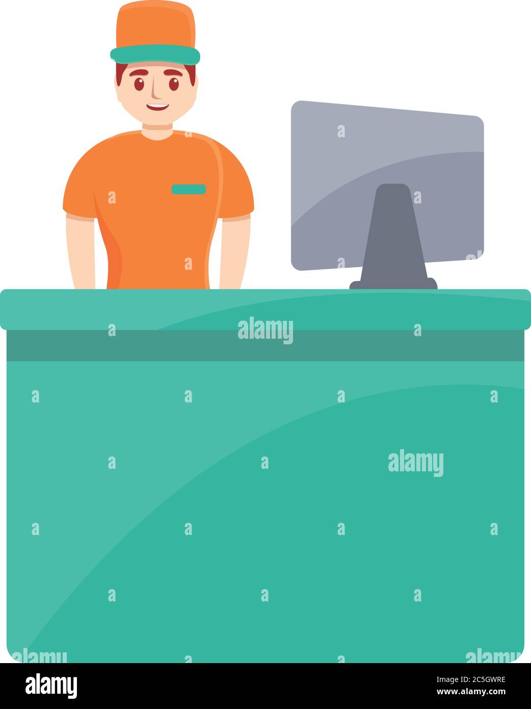 Shop smiling assistant icon. Cartoon of shop smiling assistant vector ...