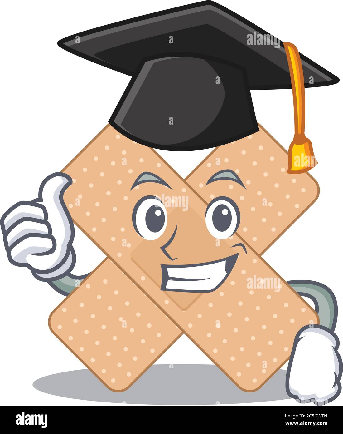 Cross bandage caricature picture design with hat for graduation ...
