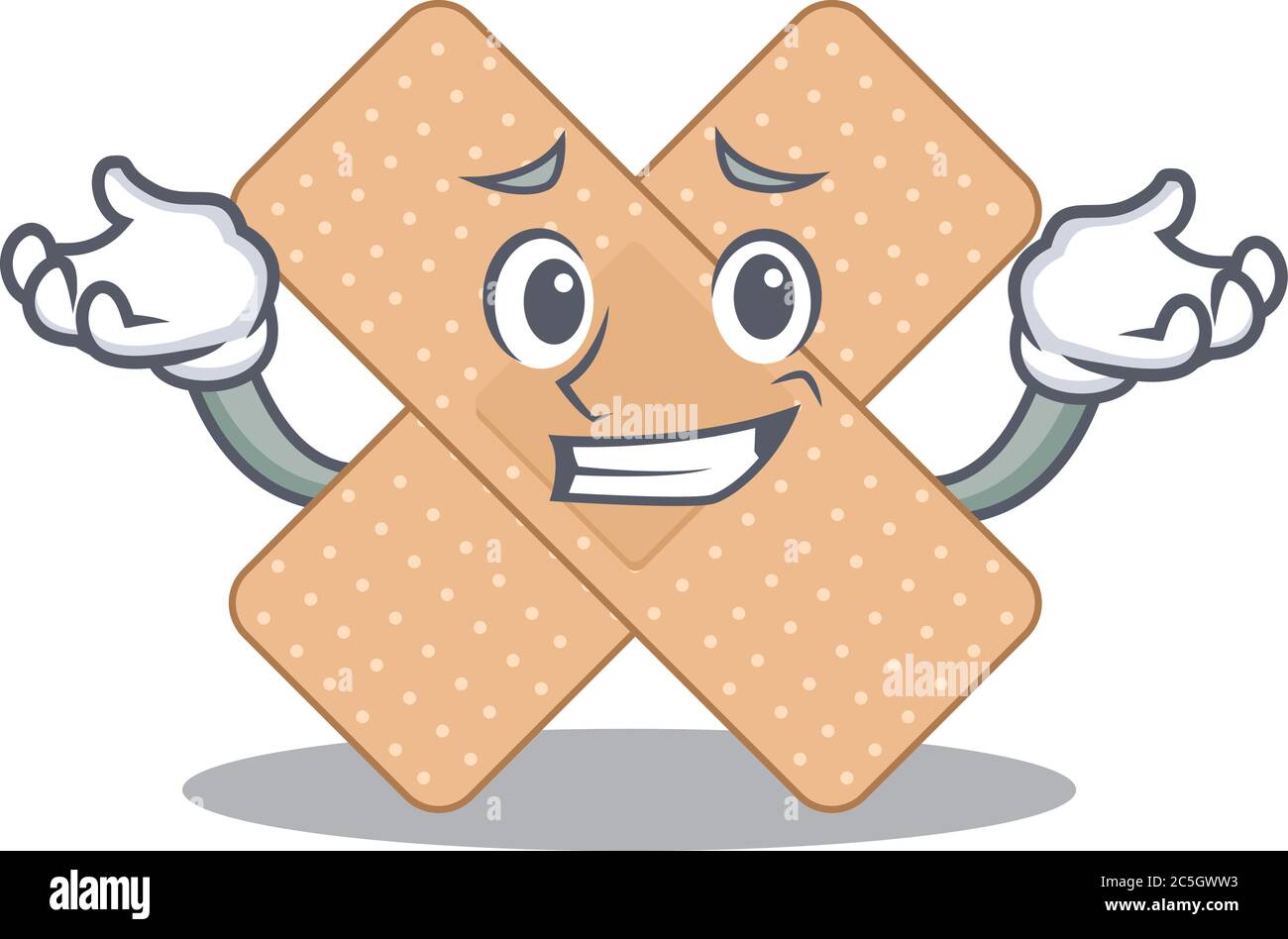 A sweet picture of grinning cross bandage caricature design style Stock ...