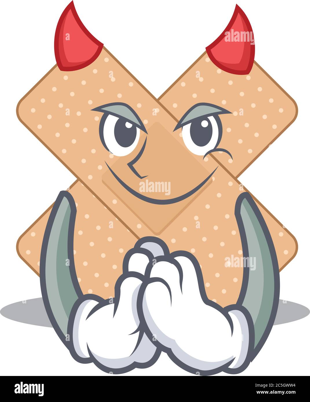 Cross bandage clothed as devil cartoon character design on Halloween ...
