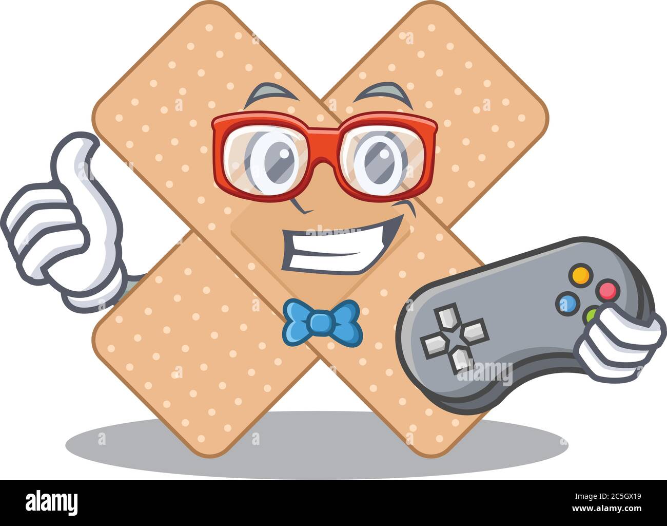 Cartoon Mascot design of cross bandage gamer using controller Stock ...