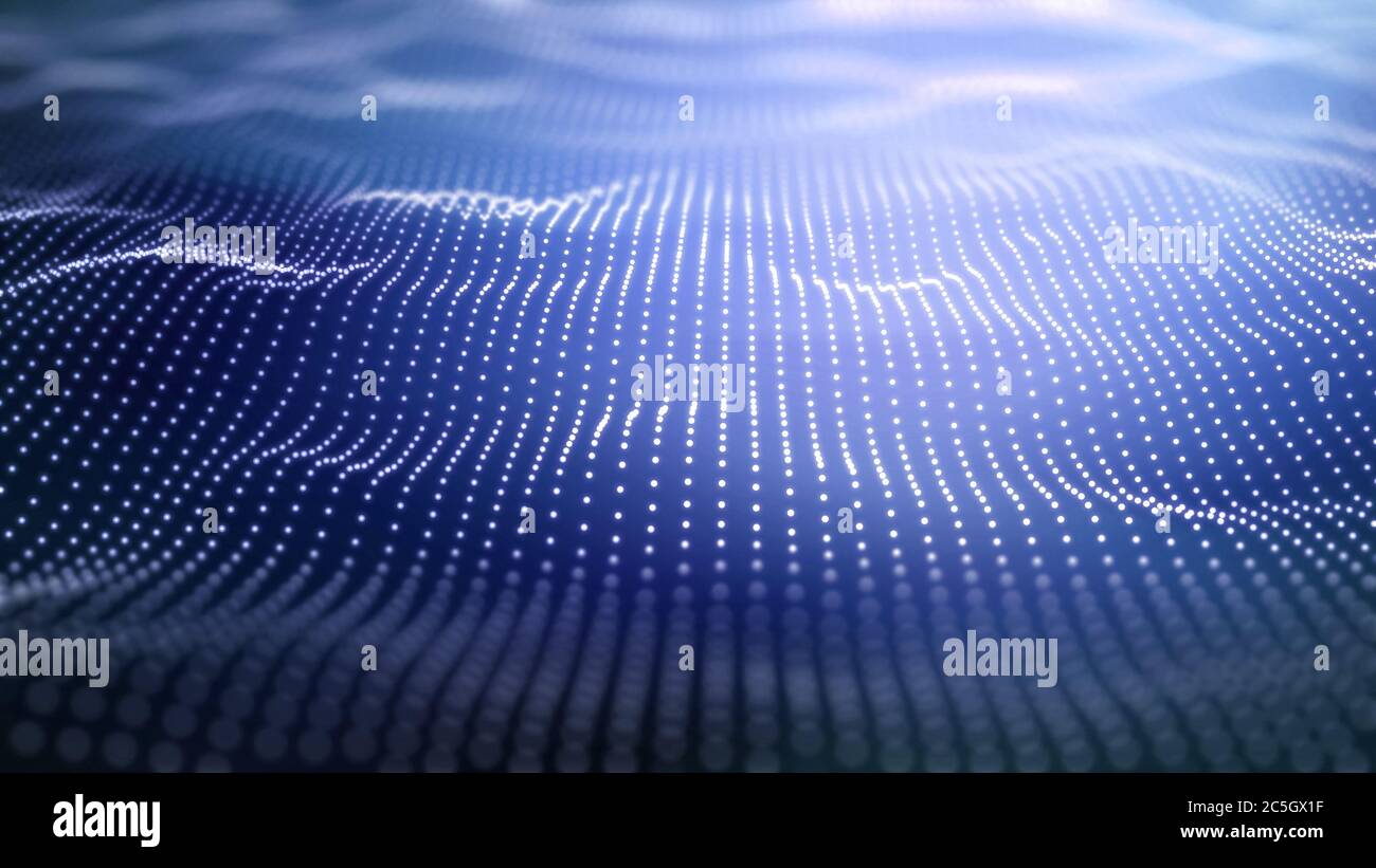 3D render of a techno background with flowing dots Stock Photo - Alamy