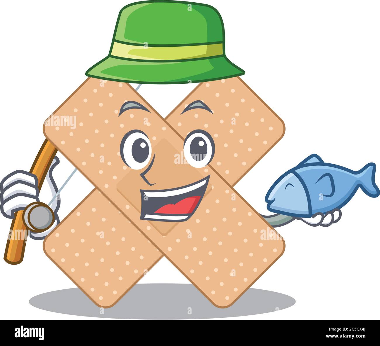 Cartoon design style of cross bandage ready goes to fishing Stock ...