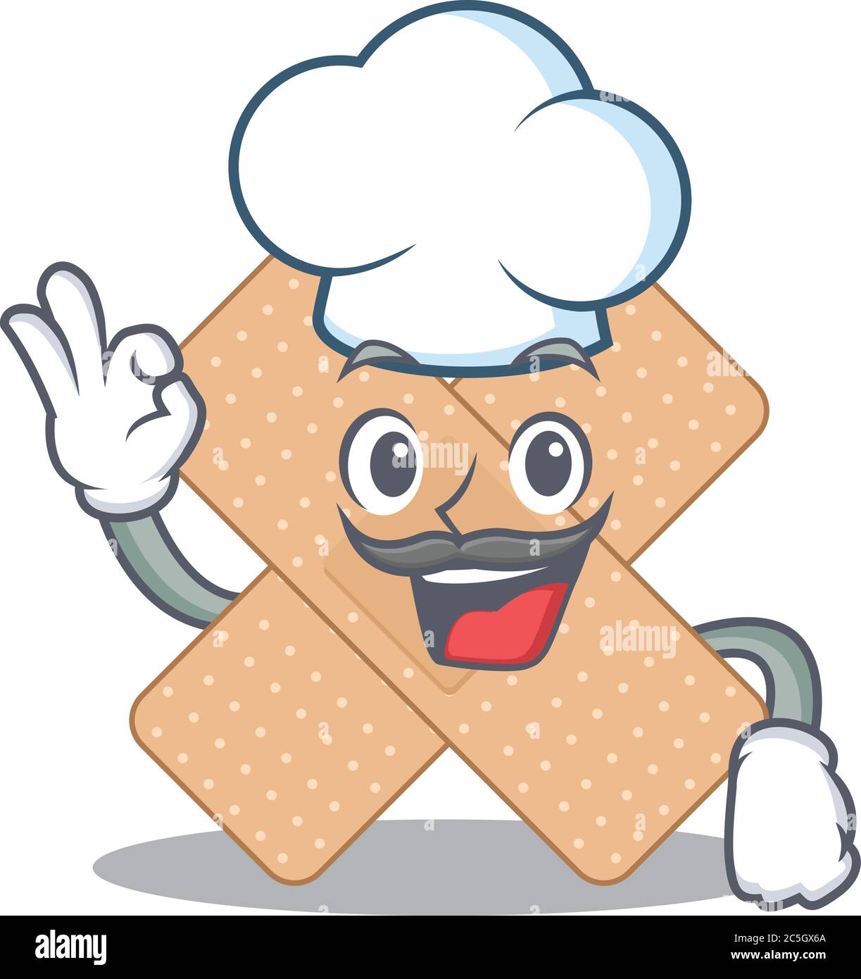 Cross bandage chef cartoon drawing style wearing iconic chef hat Stock ...