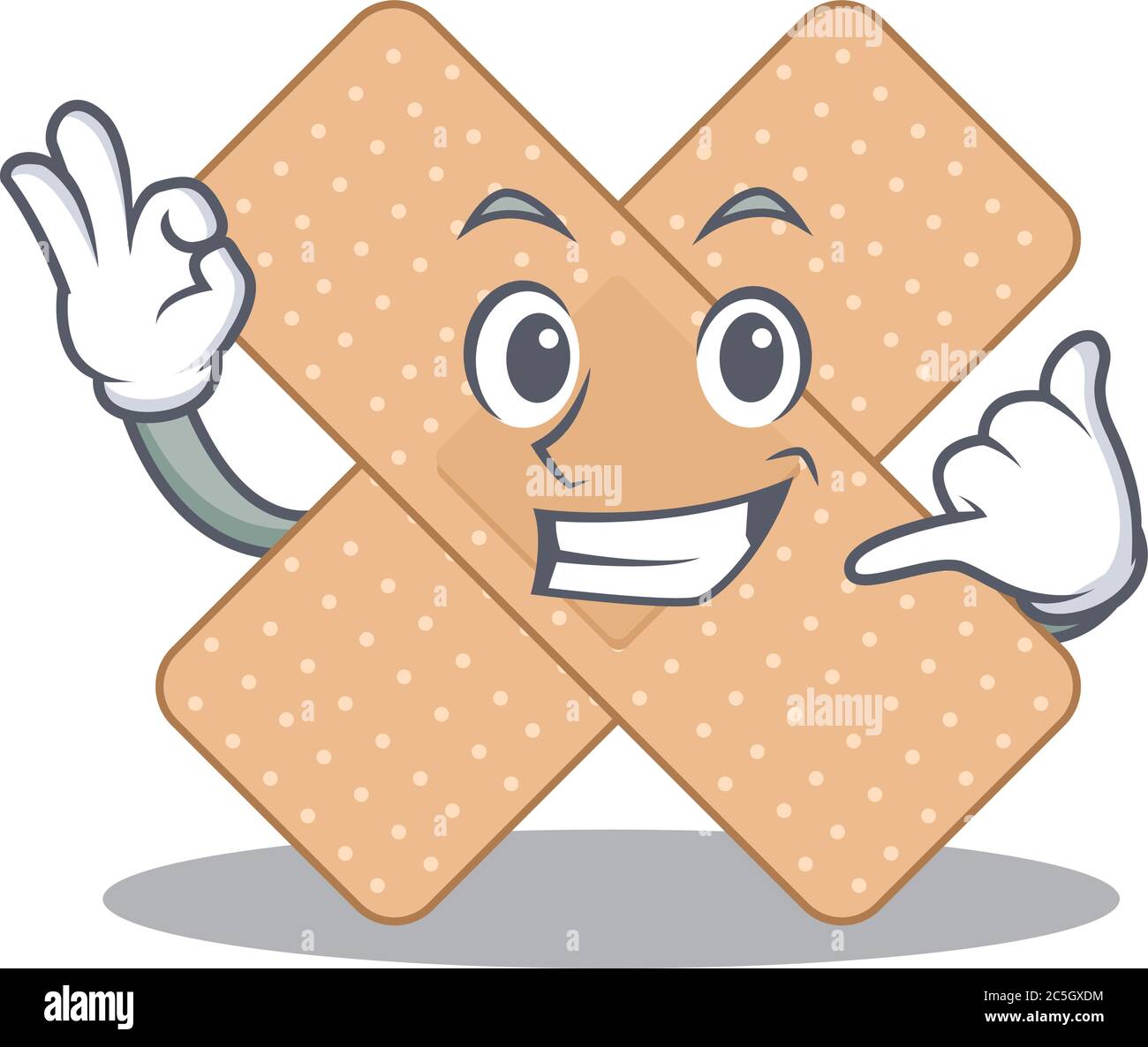 Caricature design of cross bandage with cute call me pose Stock Vector ...