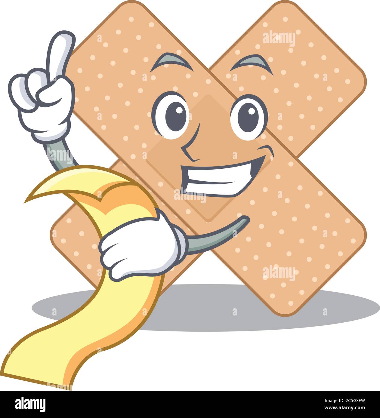 Cross bandage mascot character style with food and beverage menu on his ...