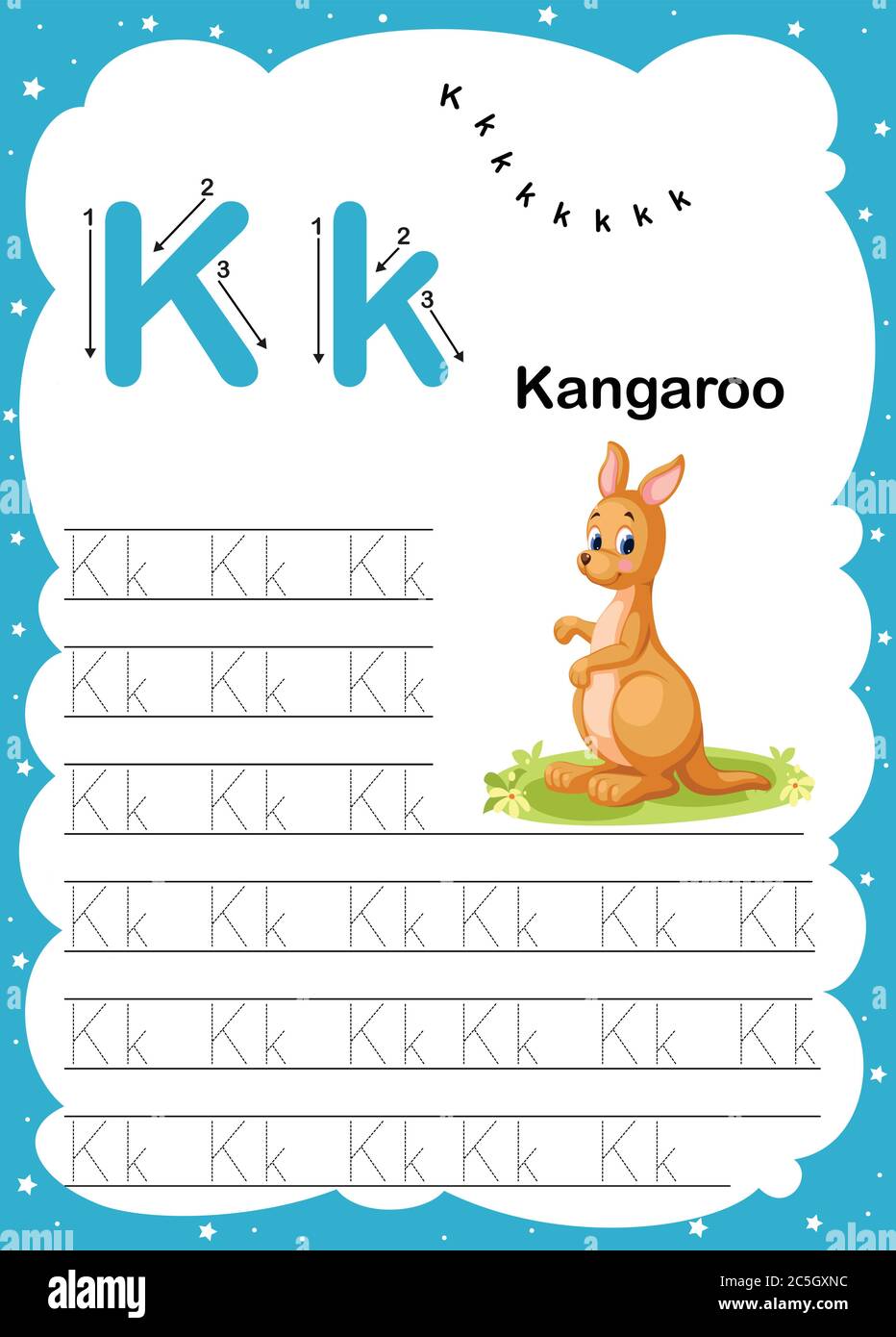 Colorful letter K Uppercase and Lowercase alphabet A-Z, Tracing and ...