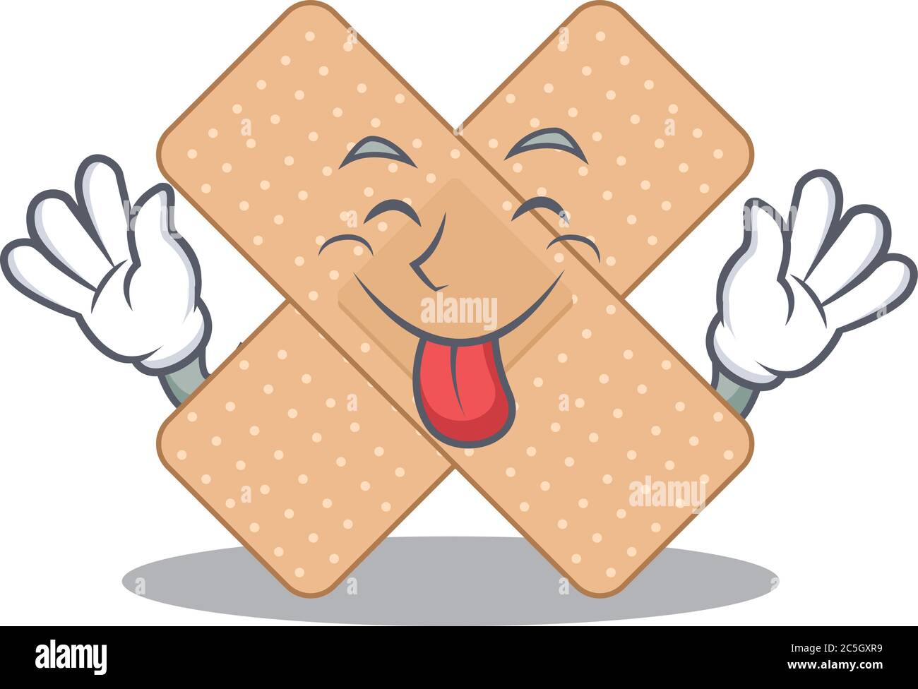 amusing cross bandage cartoon picture style with tongue out face Stock ...