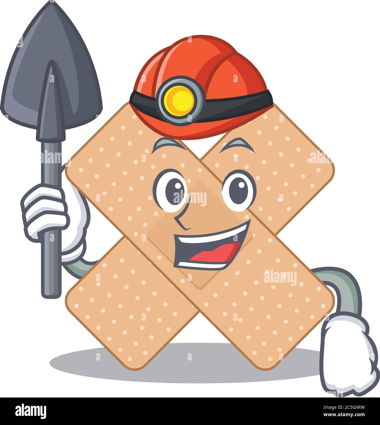 Cross bandage cartoon image design as a miner with tool and helmet ...