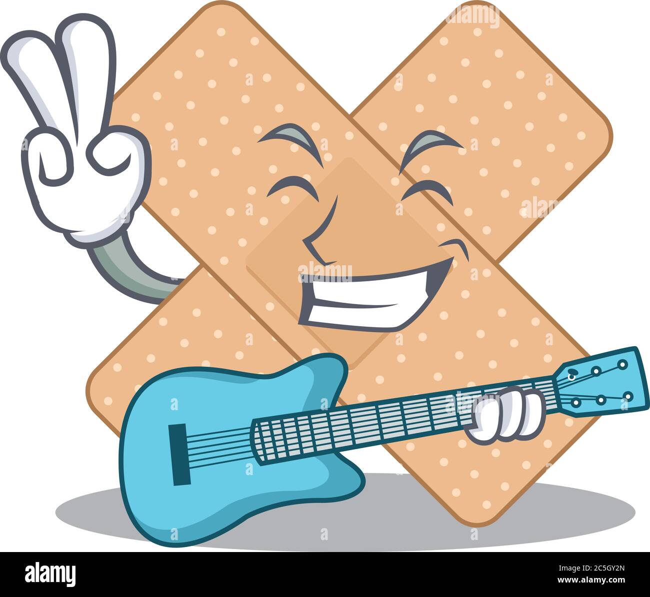 Cross bandage musician cartoon design playing a guitar Stock Vector ...