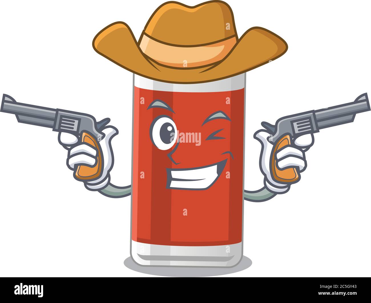 A wise cowboy of glass of apple juice Cartoon design with guns Stock ...