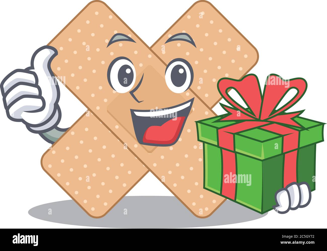 Cross bandage cartoon character concept with a big gift box Stock ...