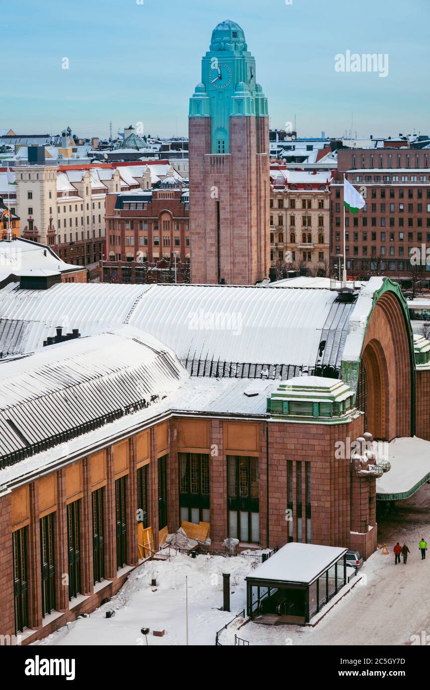 Helsinki - Clock Tower by Main Train Station Stock Photo - Alamy