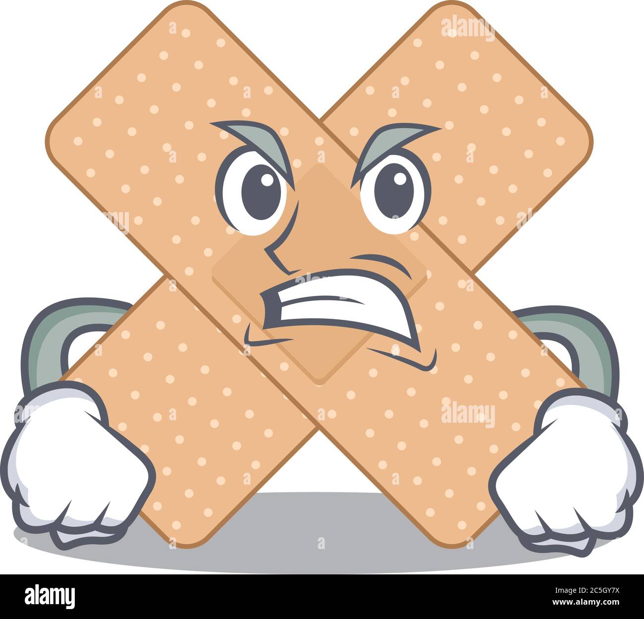 A cartoon picture style of cross bandage having a mad face Stock Vector ...