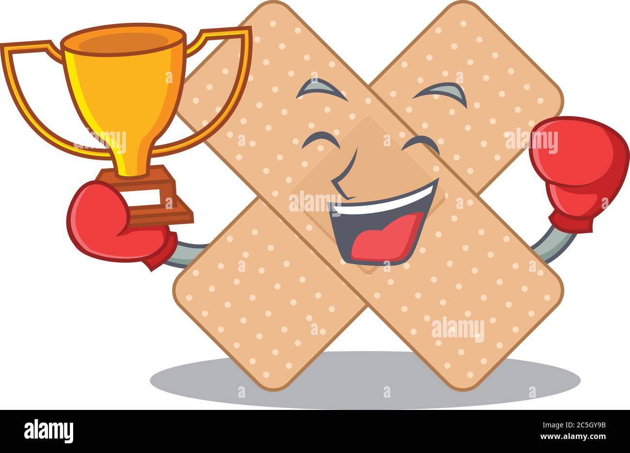 Fabulous boxing winner of cross bandage caricature design style Stock ...
