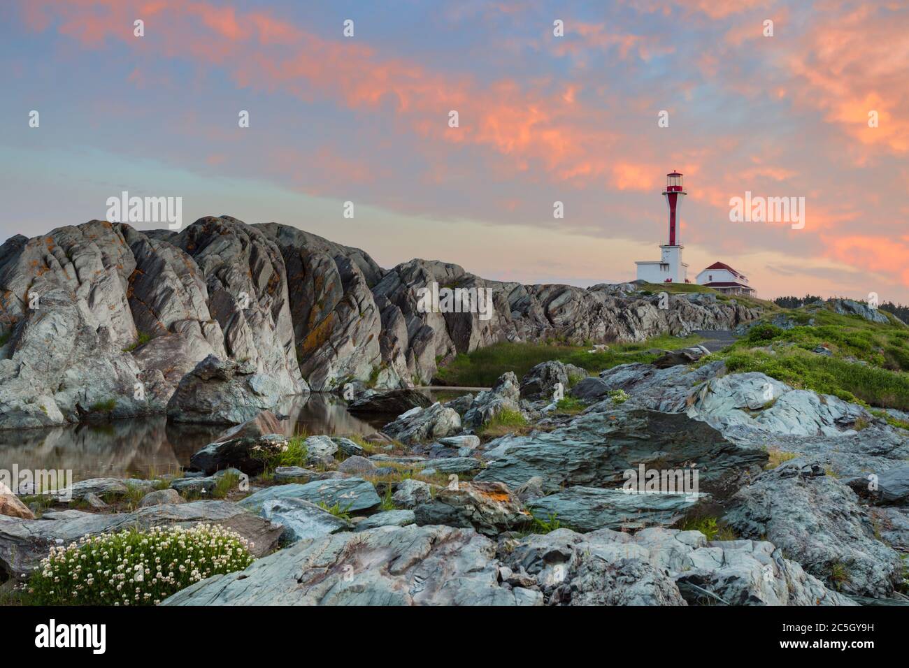 Cape Forchu Lighthouse at sunrise. Nova Scotia, Canada Stock Photo - Alamy
