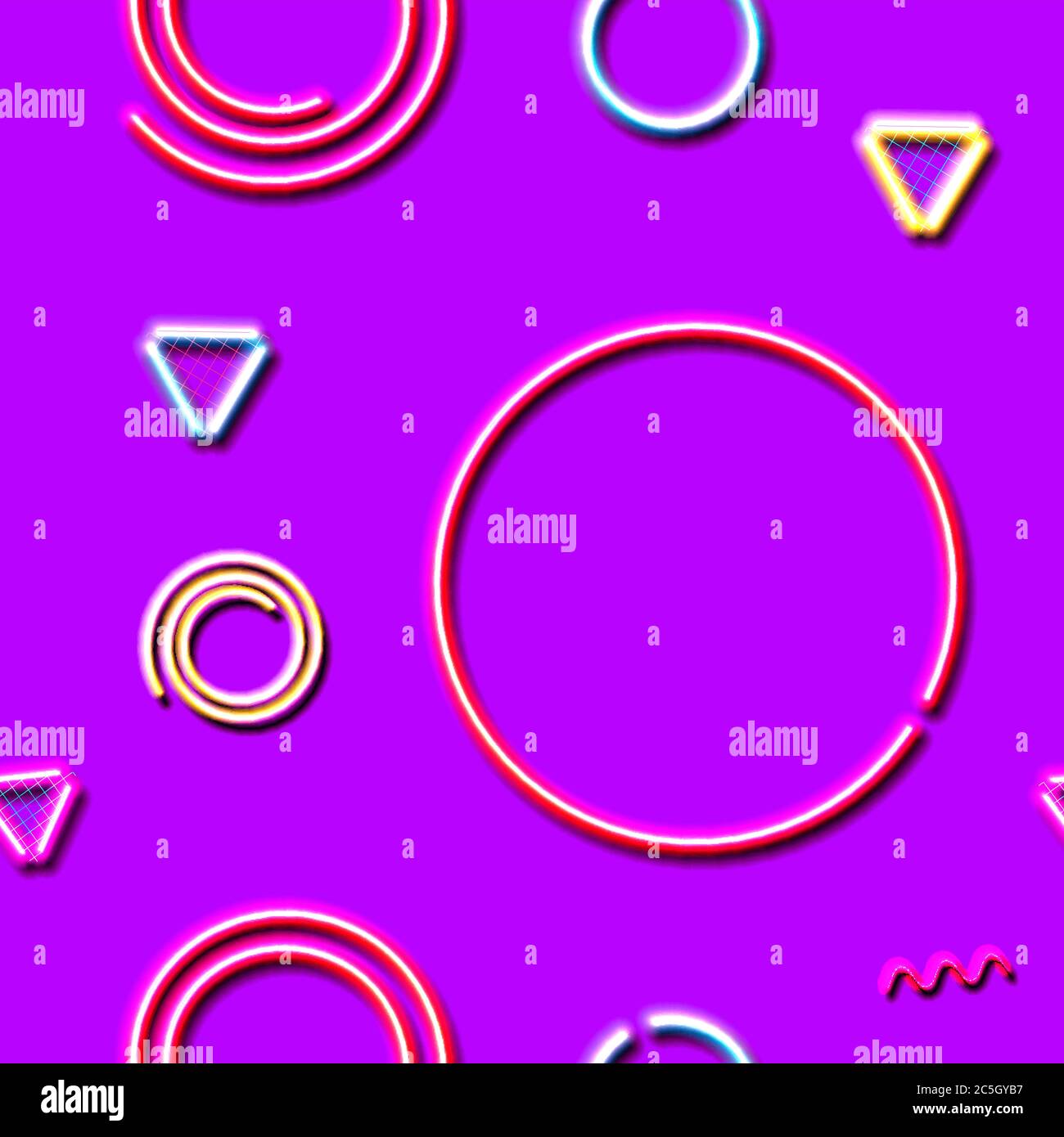 Neon seamless pattern with and 80s or 90s abstract arcade style Stock ...