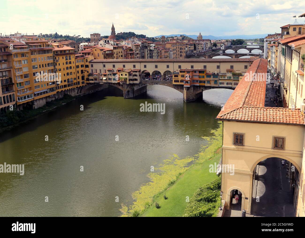 Old Bridge called Ponte Vecchio and Vasari Corridor Building in ...