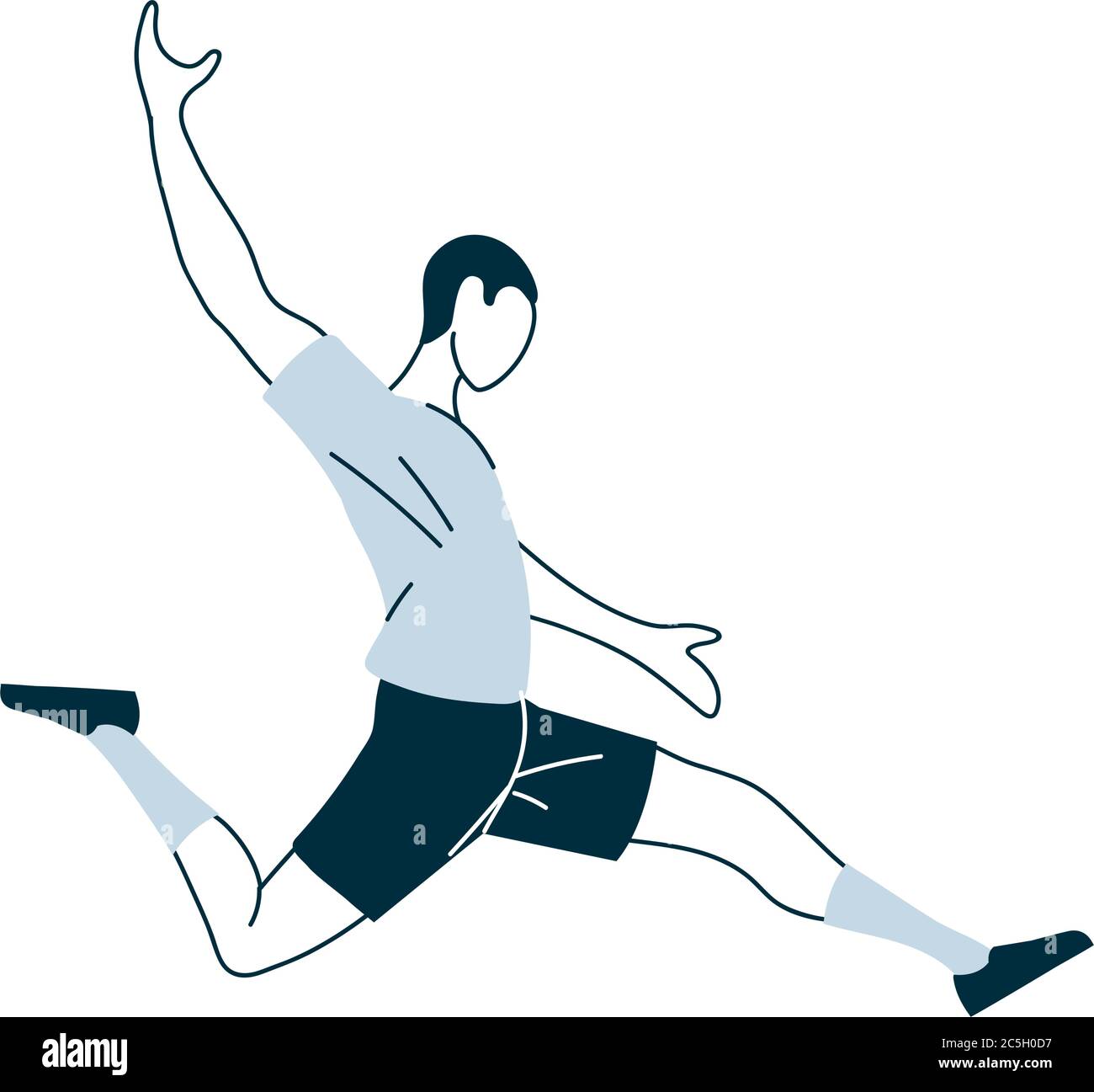 Player man with uniform in aerodynamic position design, Soccer football ...