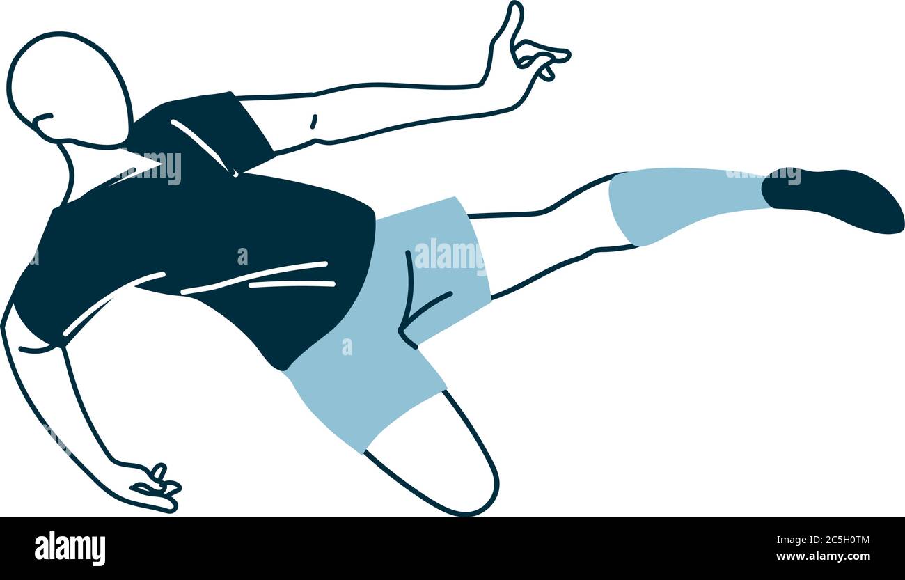 Player man with uniform in aerodynamic position design, Soccer football ...