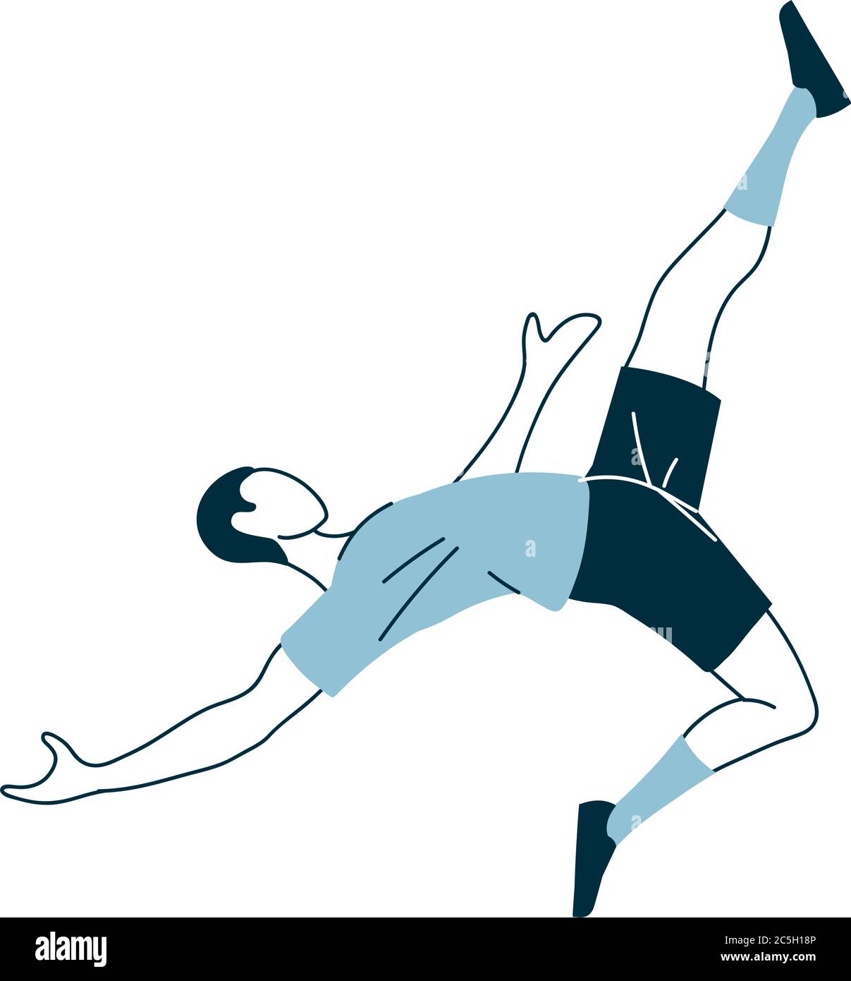 Player man with uniform in aerodynamic position design, Soccer football ...