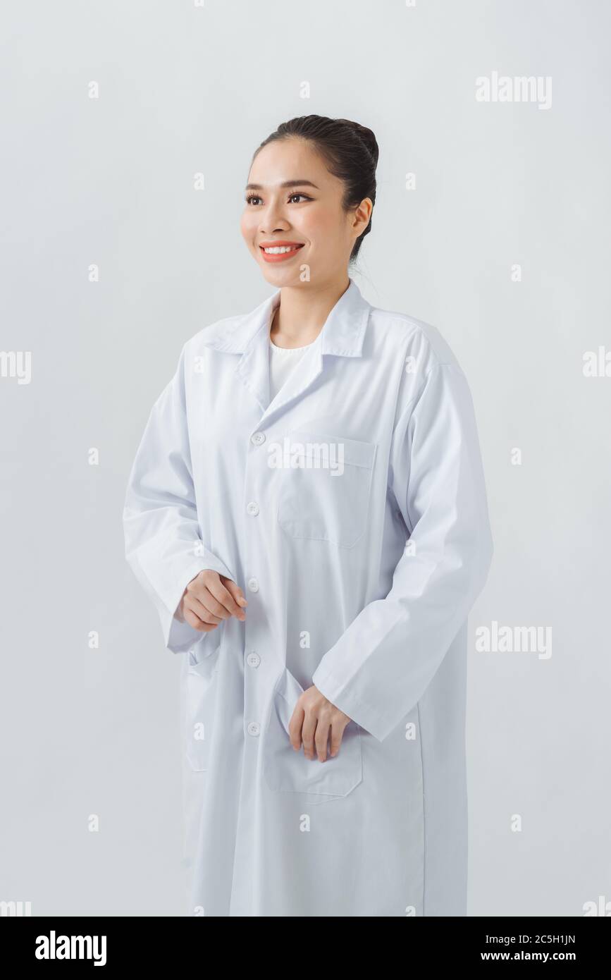 pharmacist chemist woman standing Stock Photo - Alamy