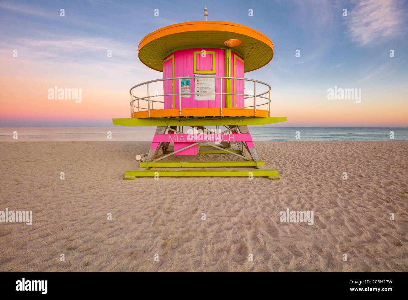 Lifeguard booth in Miami Beach. Miami Beach, Florida, USA Stock Photo ...