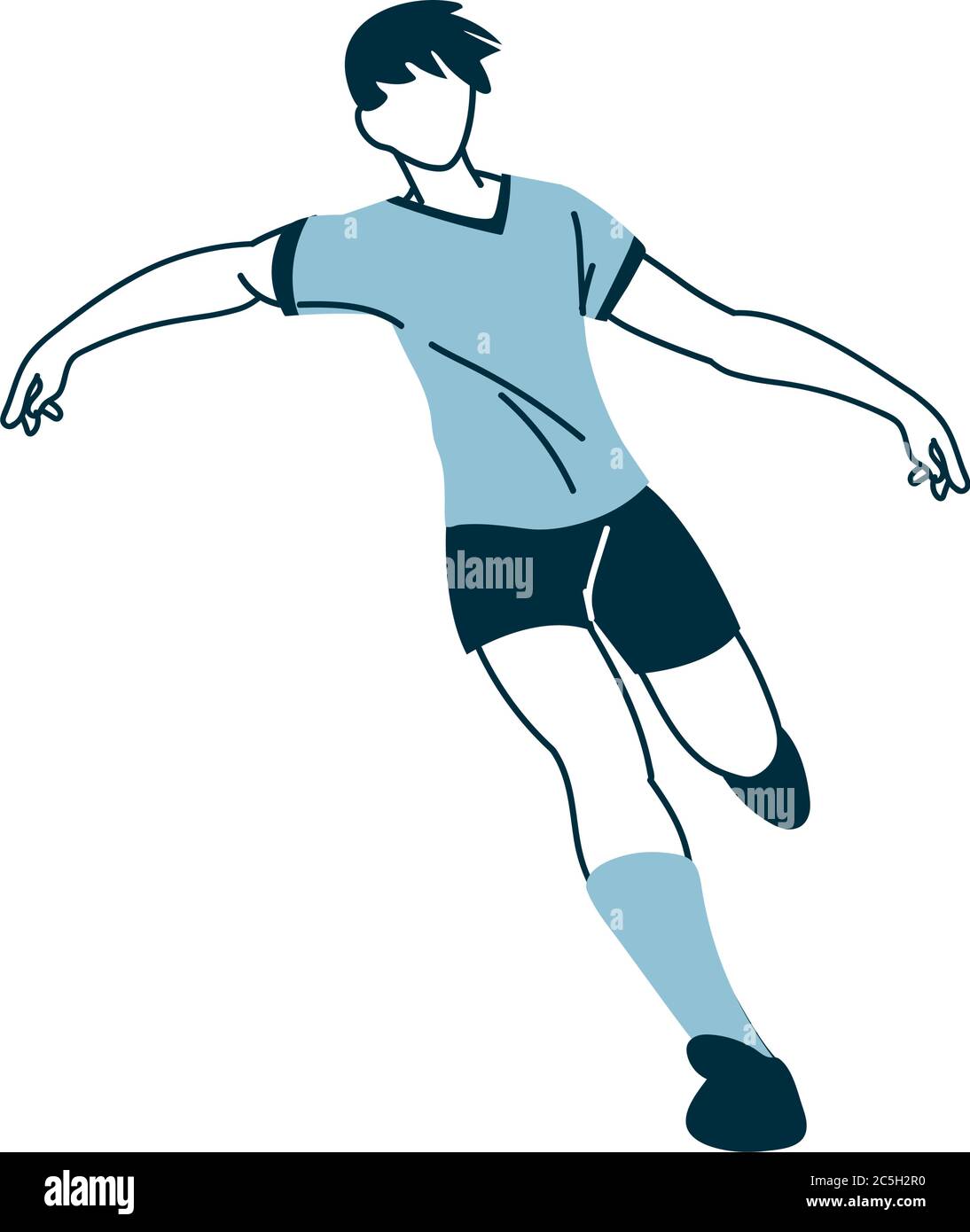 Player man with uniform in aerodynamic position design, Soccer football ...