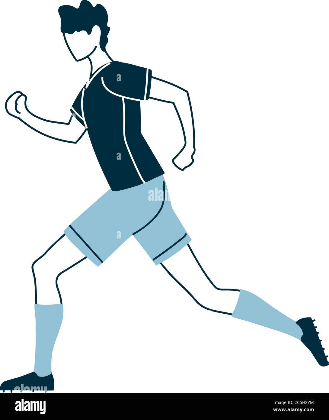 Player man with uniform in aerodynamic position design, Soccer football ...