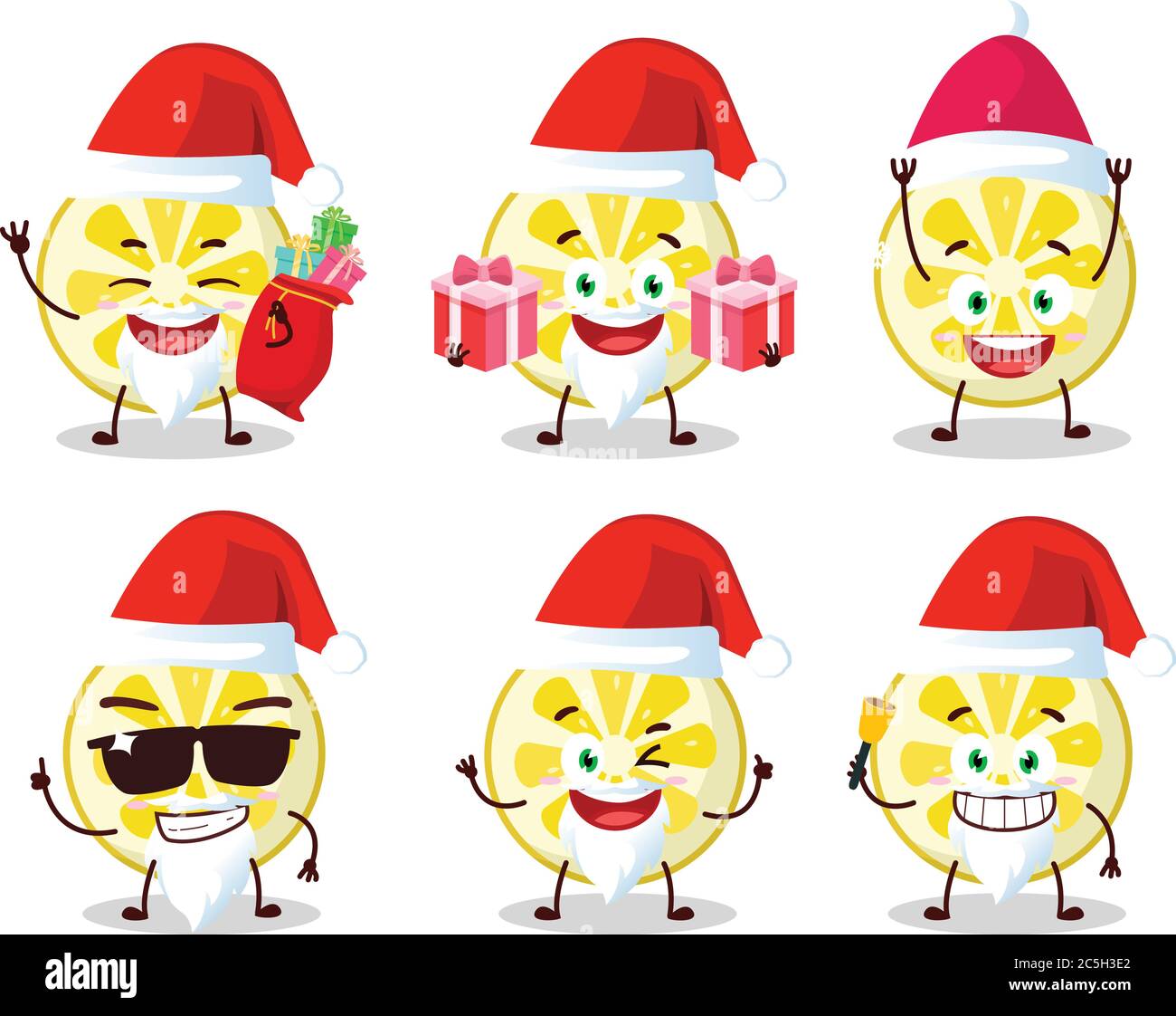 Santa Claus emoticons with lemon slice cartoon character Stock Vector ...