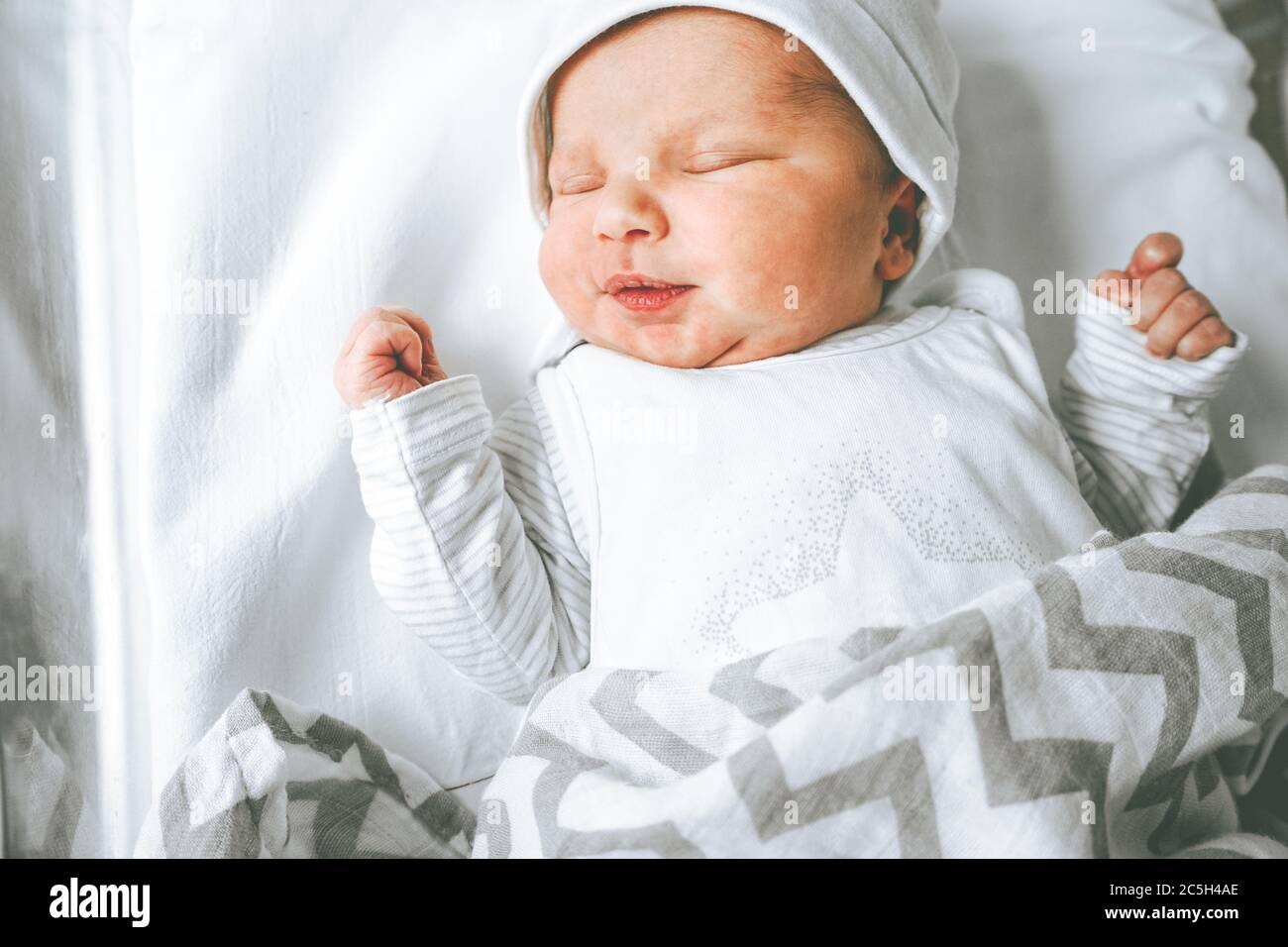Little baby girl in her first days of life in the hospital Stock Photo ...
