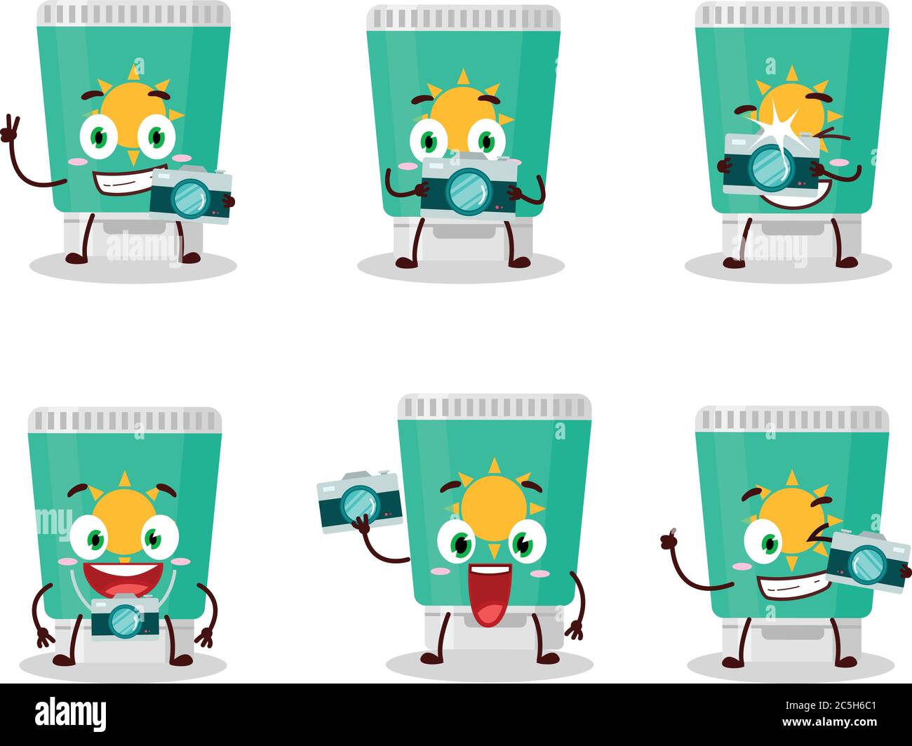 Photographer profession emoticon with sunblock cartoon character Stock ...