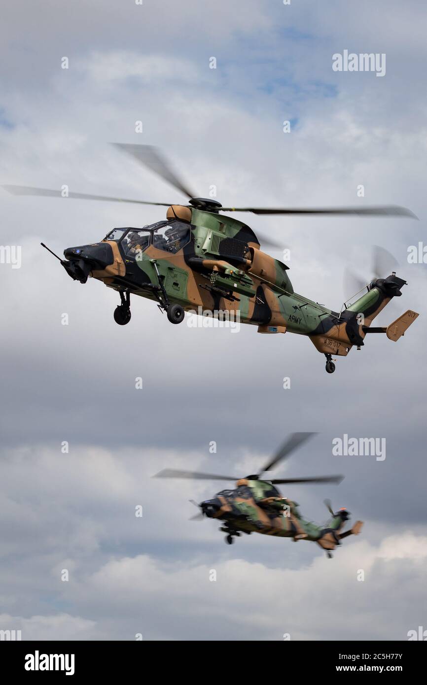Two Australian Army Eurocopter Tiger ARH Armed reconnaissance ...