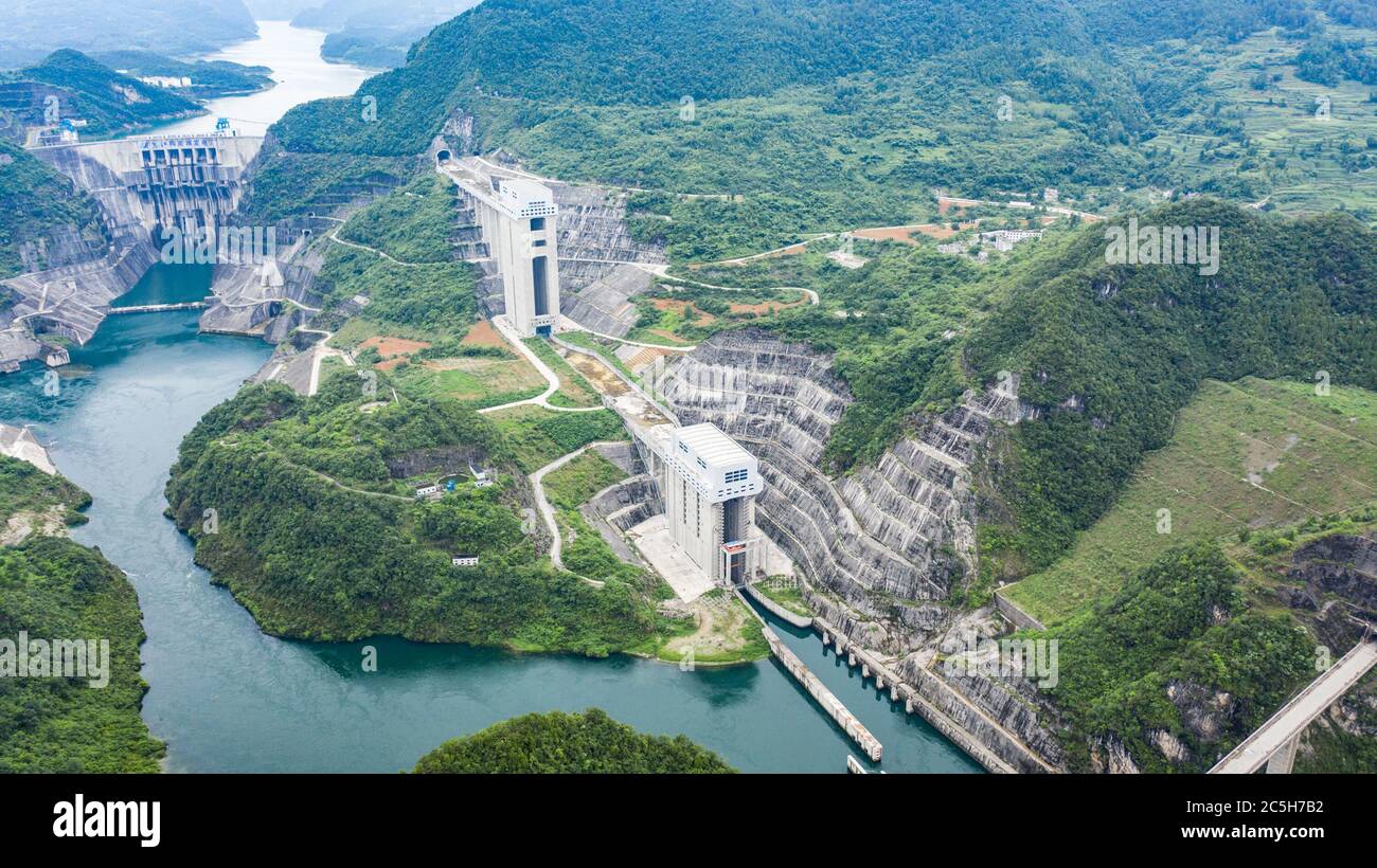 Yuqing. 2nd July, 2020. Aerial photo taken on July 2, 2020 shows the ...