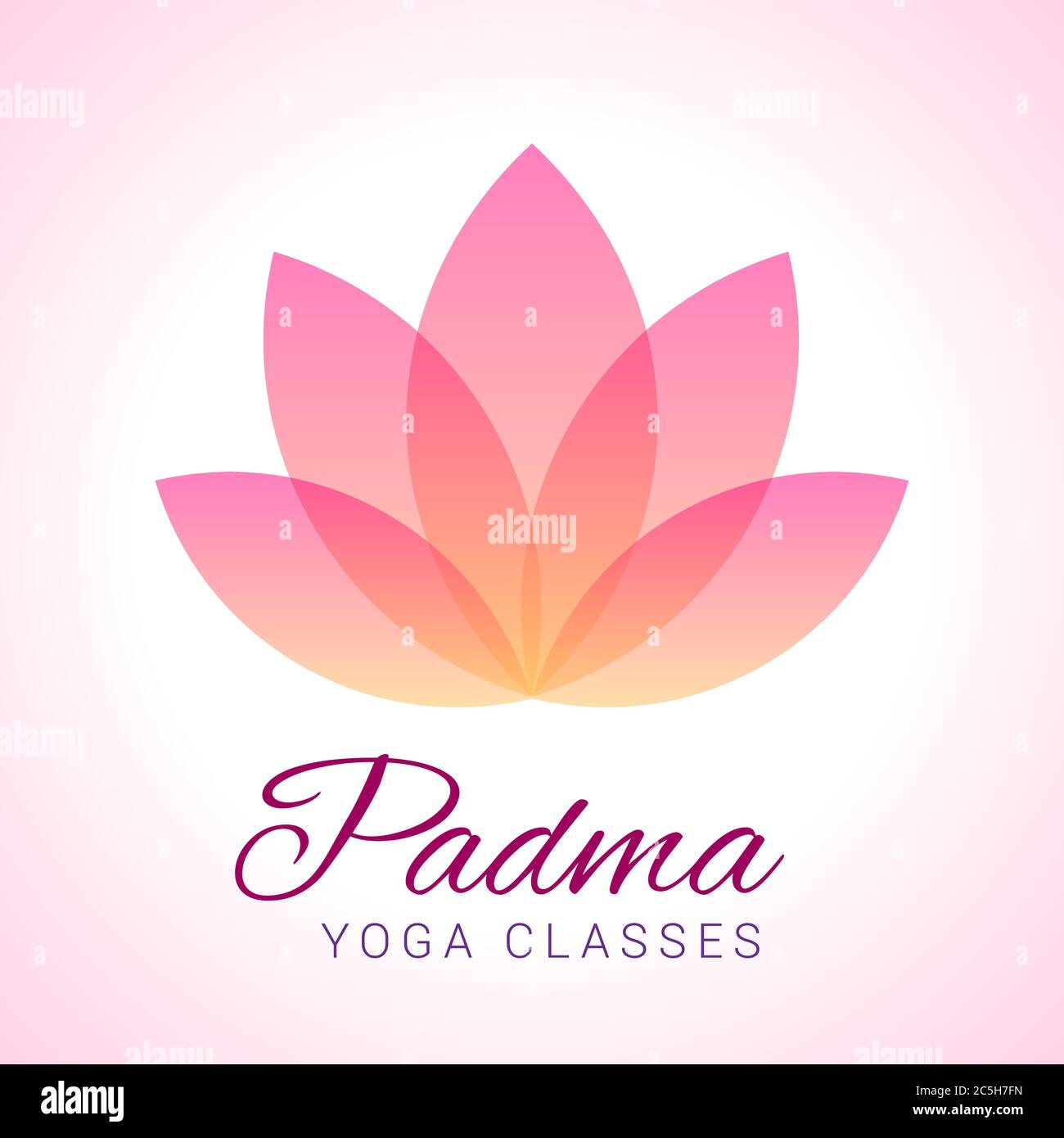 Colorful five-petals Lotus flower as symbol of yoga. Sample text ...