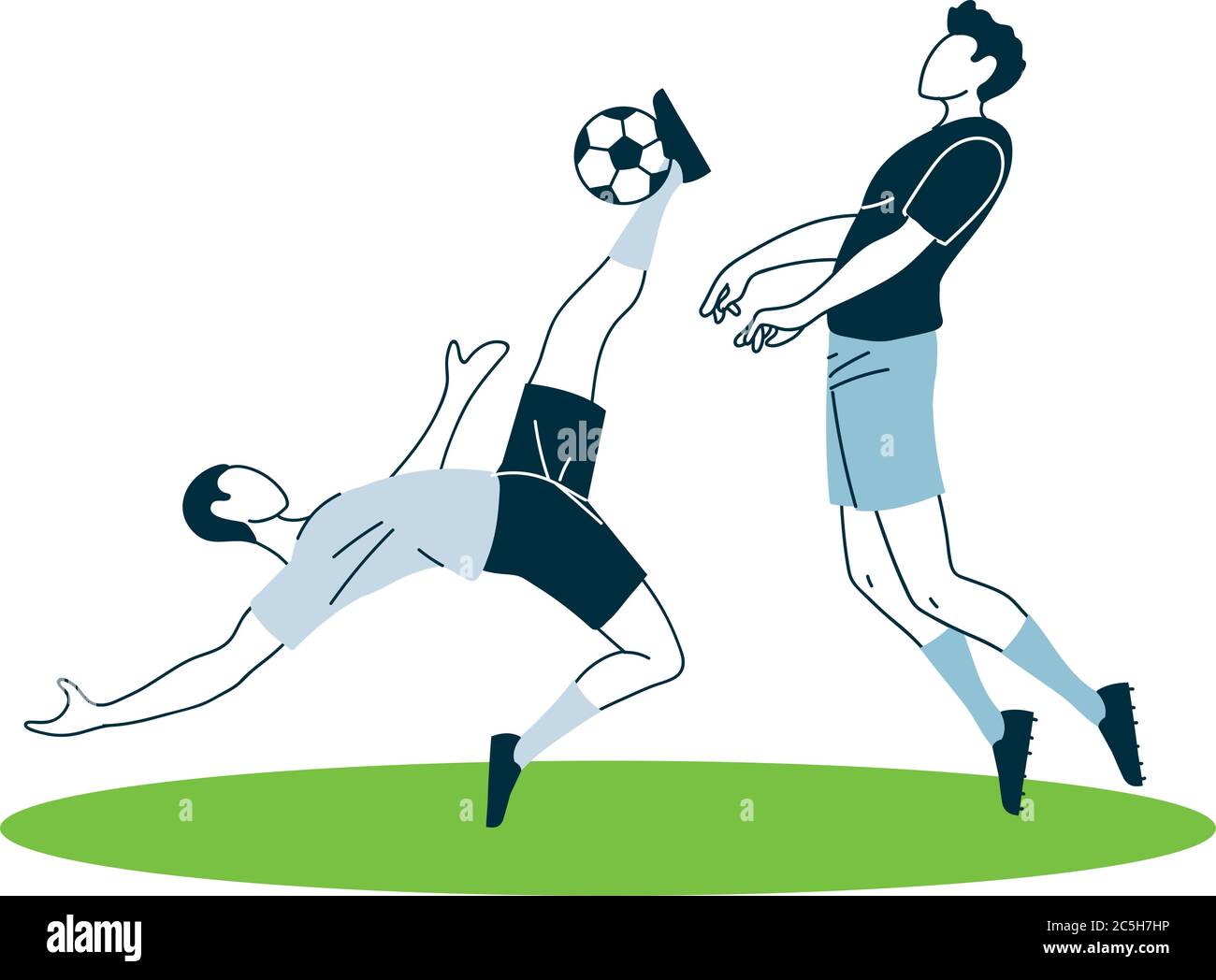 Players men with ball design, Soccer football sport hobby competition ...