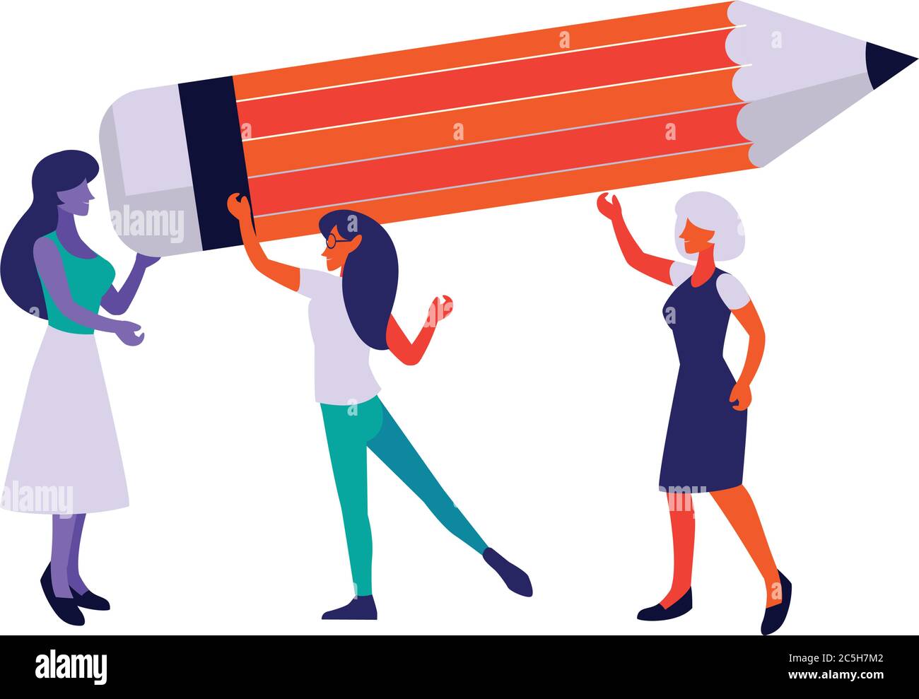 women creating and writing business ideas vector illustartion desing ...