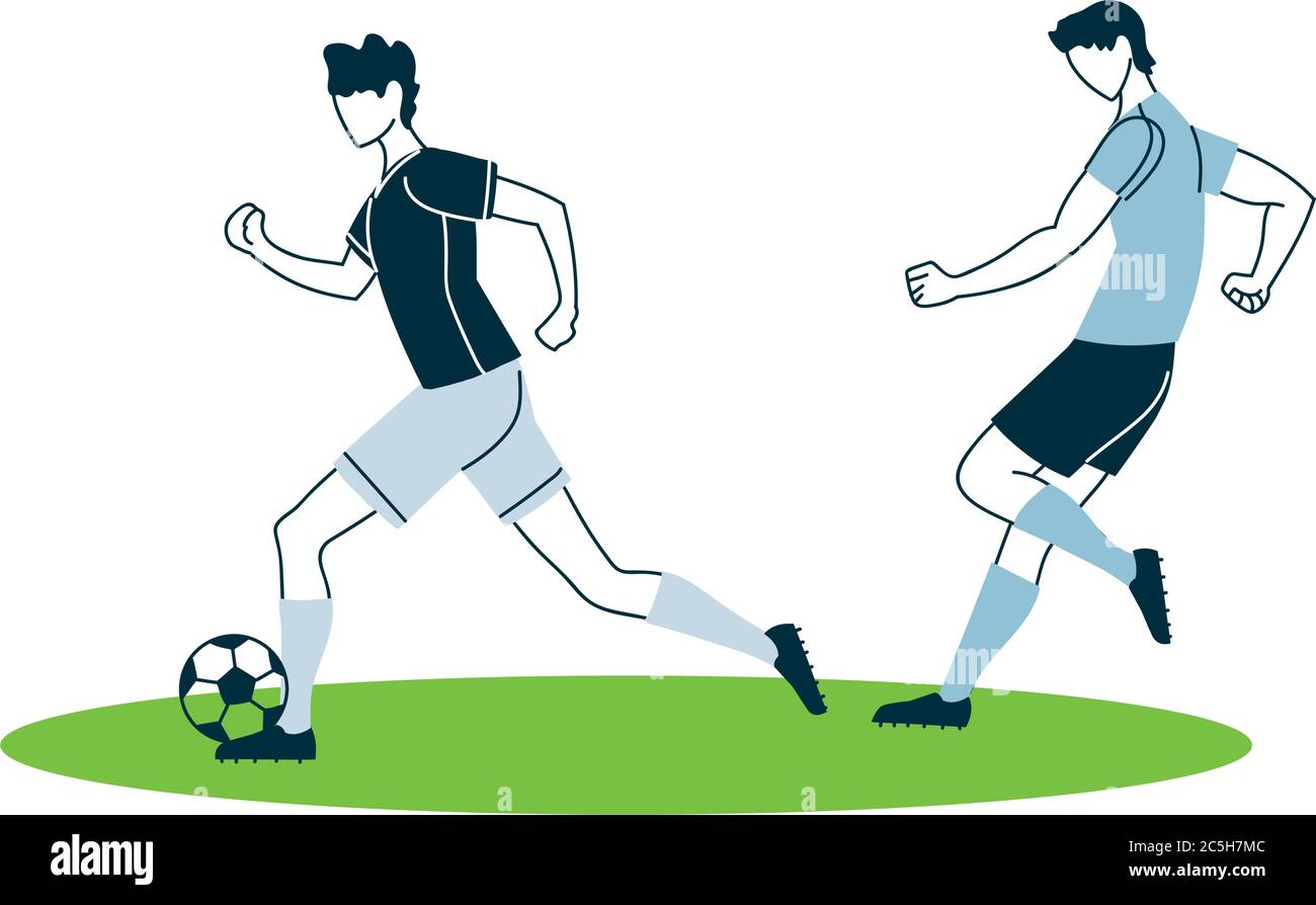 Players men with ball design, Soccer football sport hobby competition ...