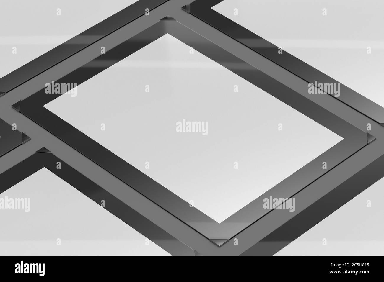 3d illustration render of a poster,photo or artwork frame on a grey ...