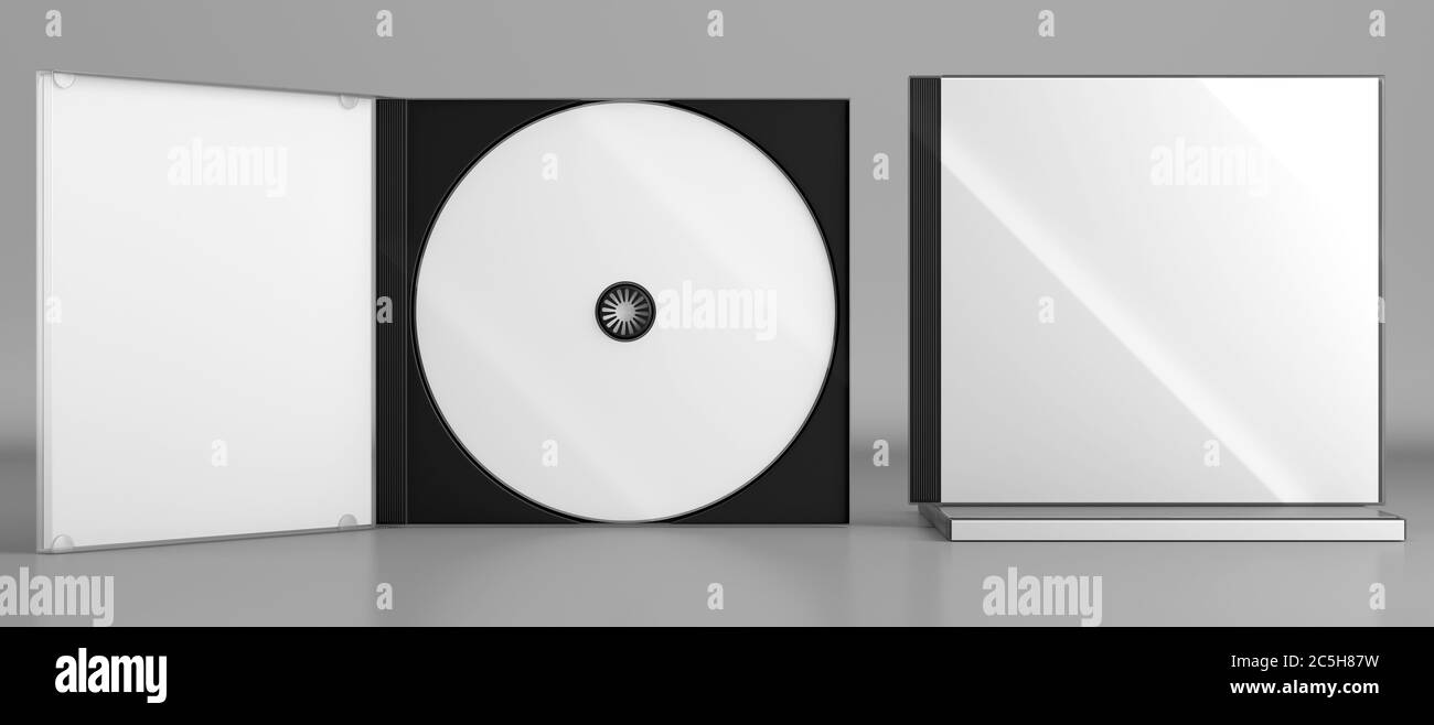 3d render of a cd dvd compact disc plastic box mockup on grey ...