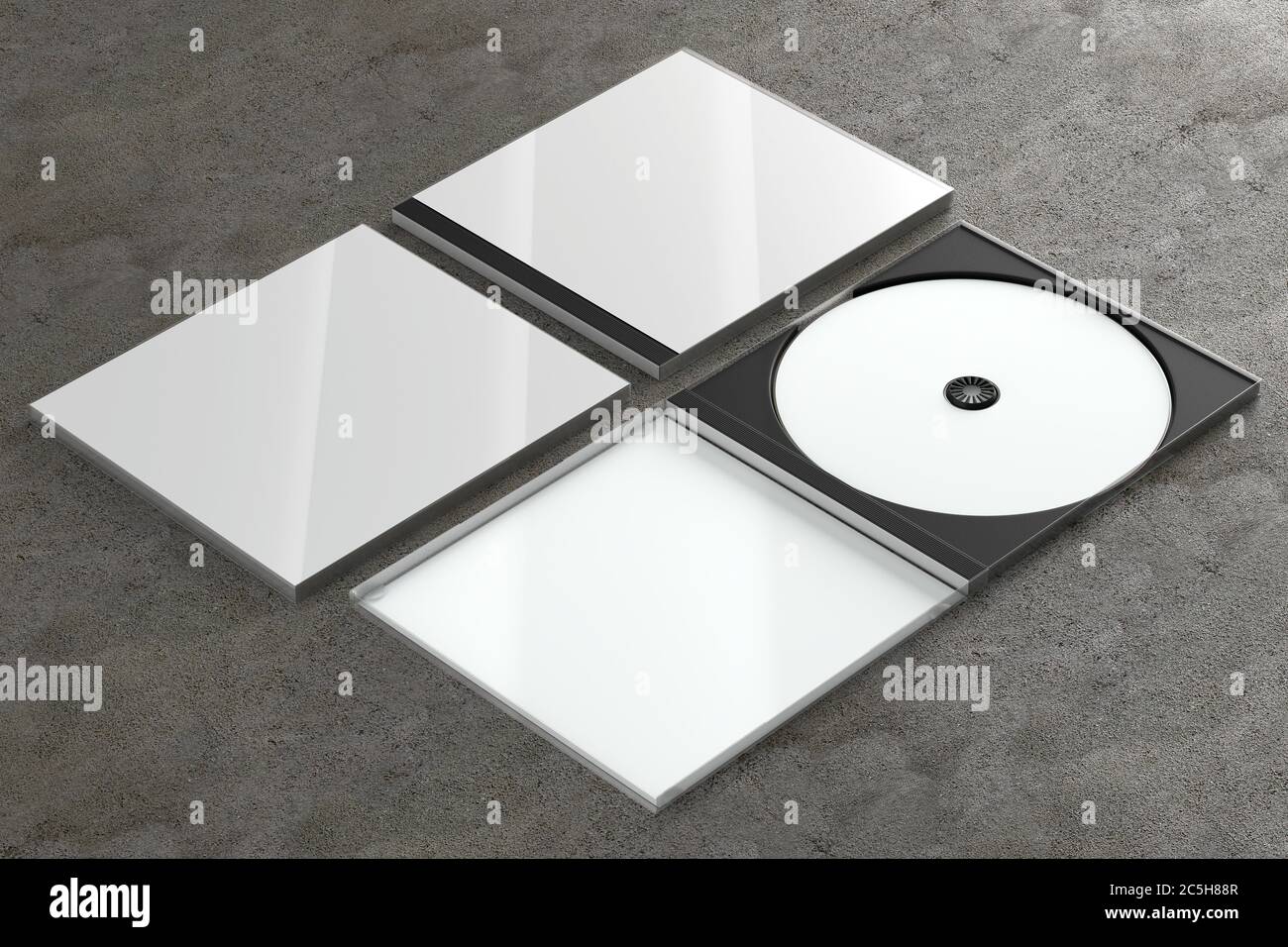 3d render of a cd dvd compact disc plastic box mockup on concrete ...