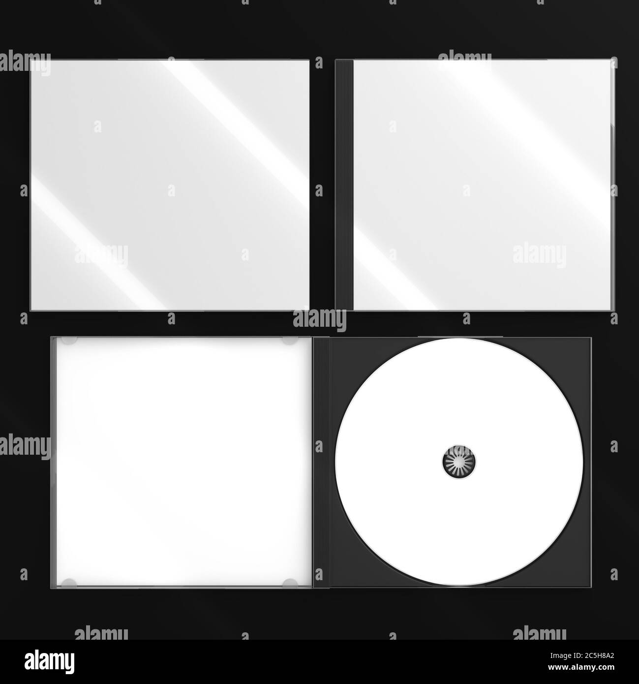 3d render of a cd dvd compact disc plastic box mockup on black ...