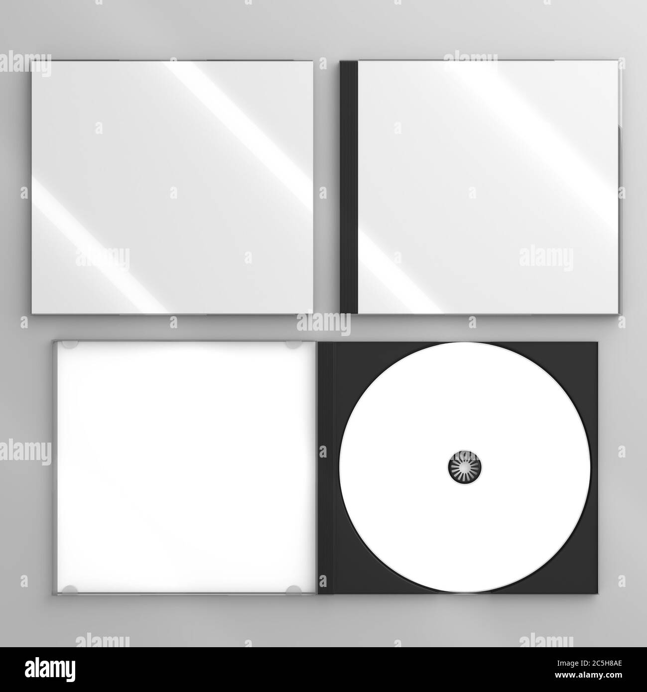 3d render of a cd dvd compact disc plastic box mockup on grey ...