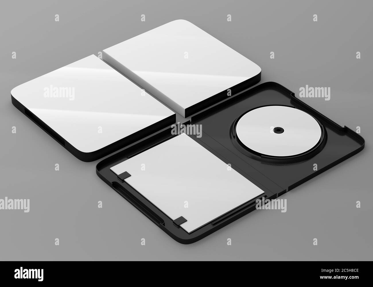3d render of a cd dvd compact disc plastic box mockup on grey ...