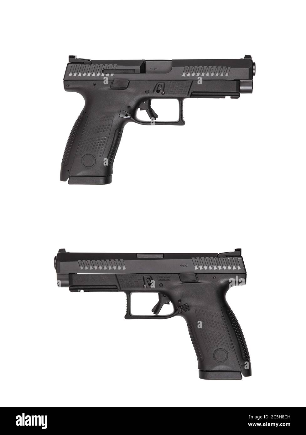 Black gun pistol isolated on white background. Short-barreled weapons ...