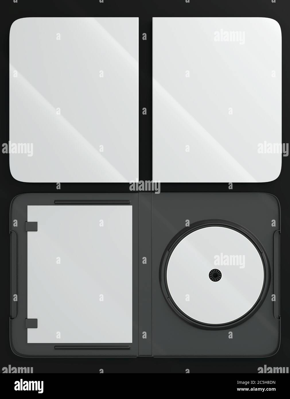 3d render of a cd dvd compact disc plastic box mockup on black ...