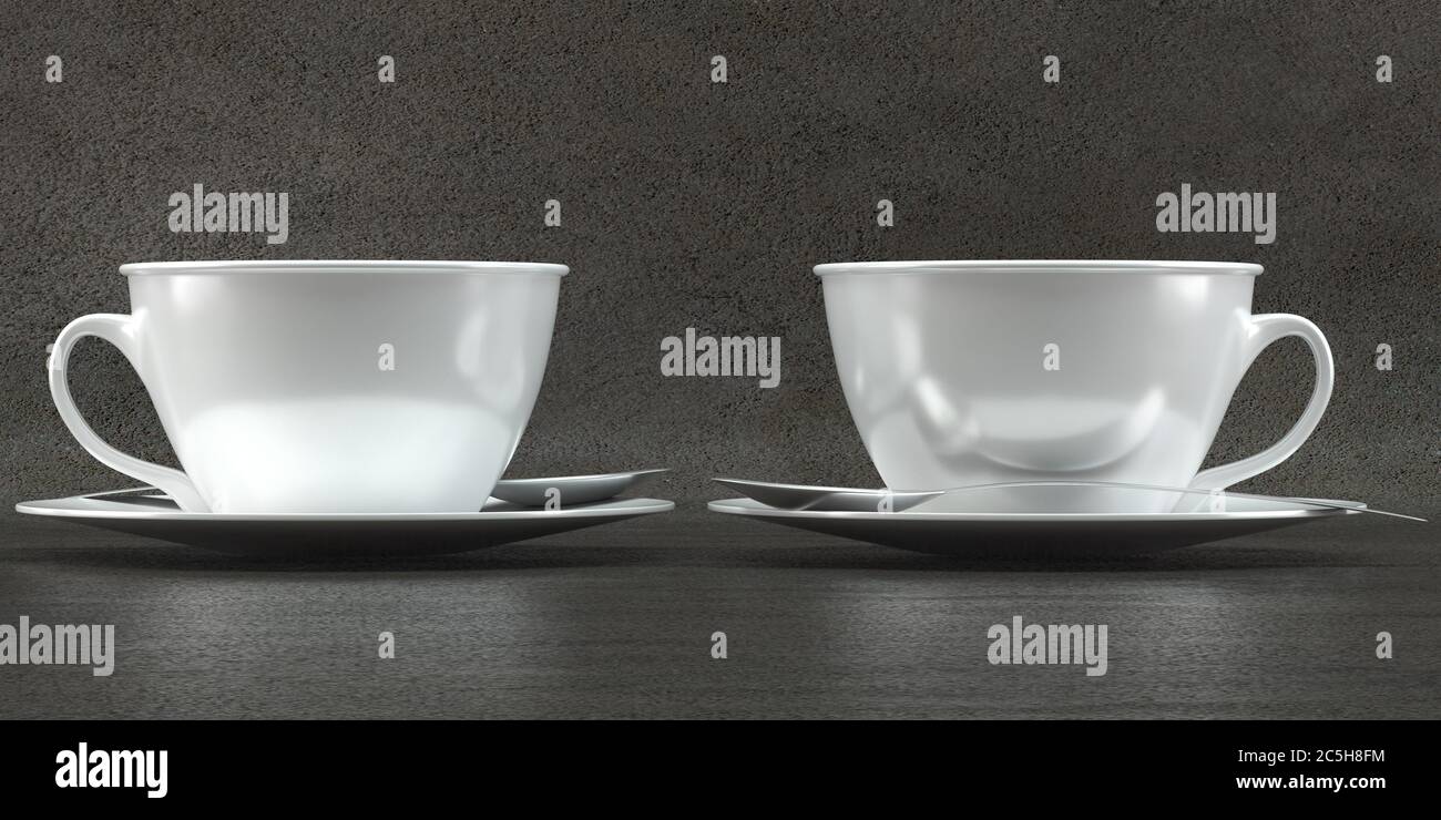 3d render of a white cup with a spoon mockups on concrete background ...